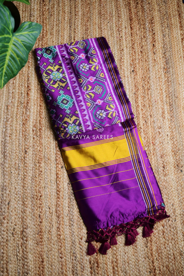 Purple Traditional Patola Silk Saree with Heritage Weave Pattern ...